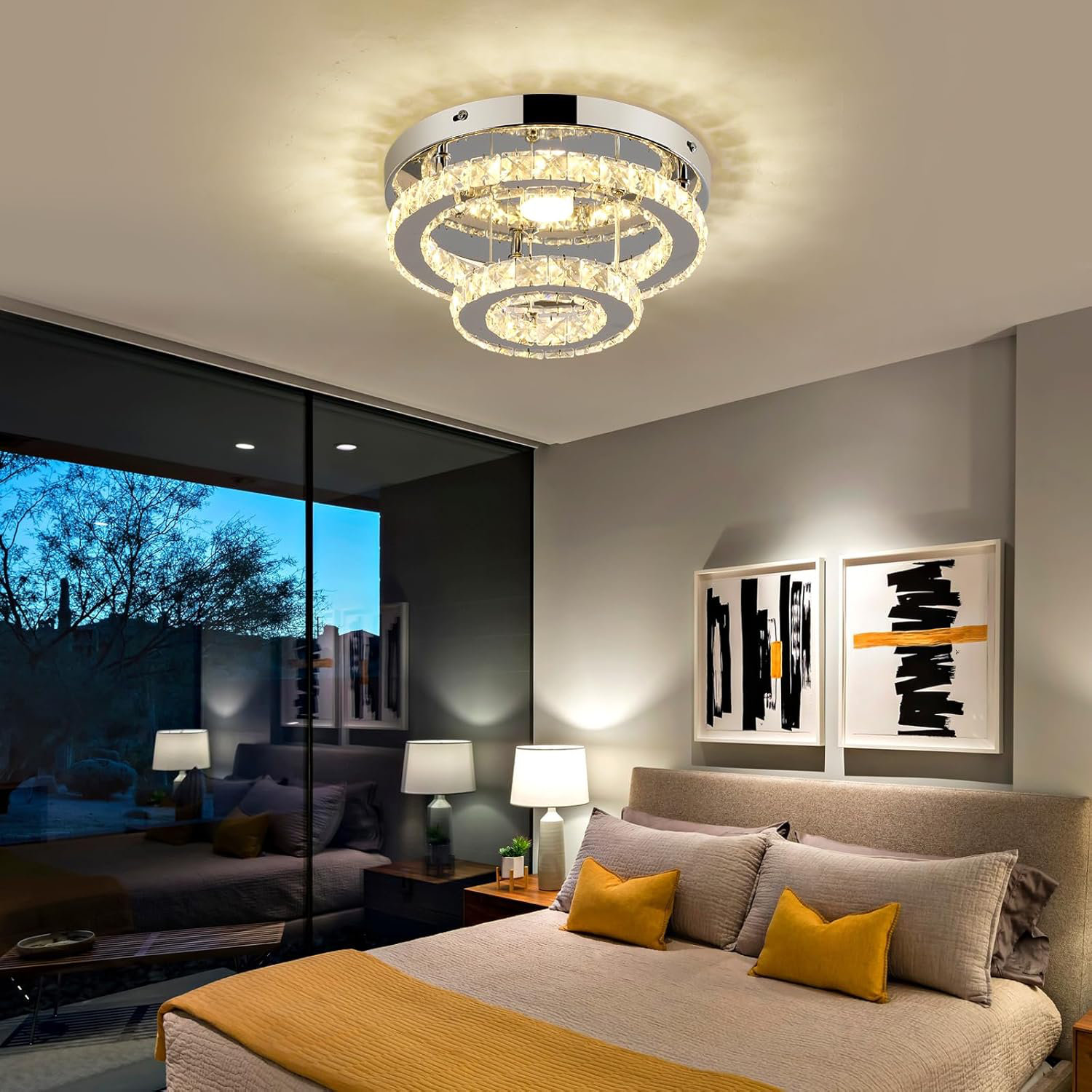 Mercer41 Crystal Ceiling Light Modern Crystal Chandeliers With Remote ...