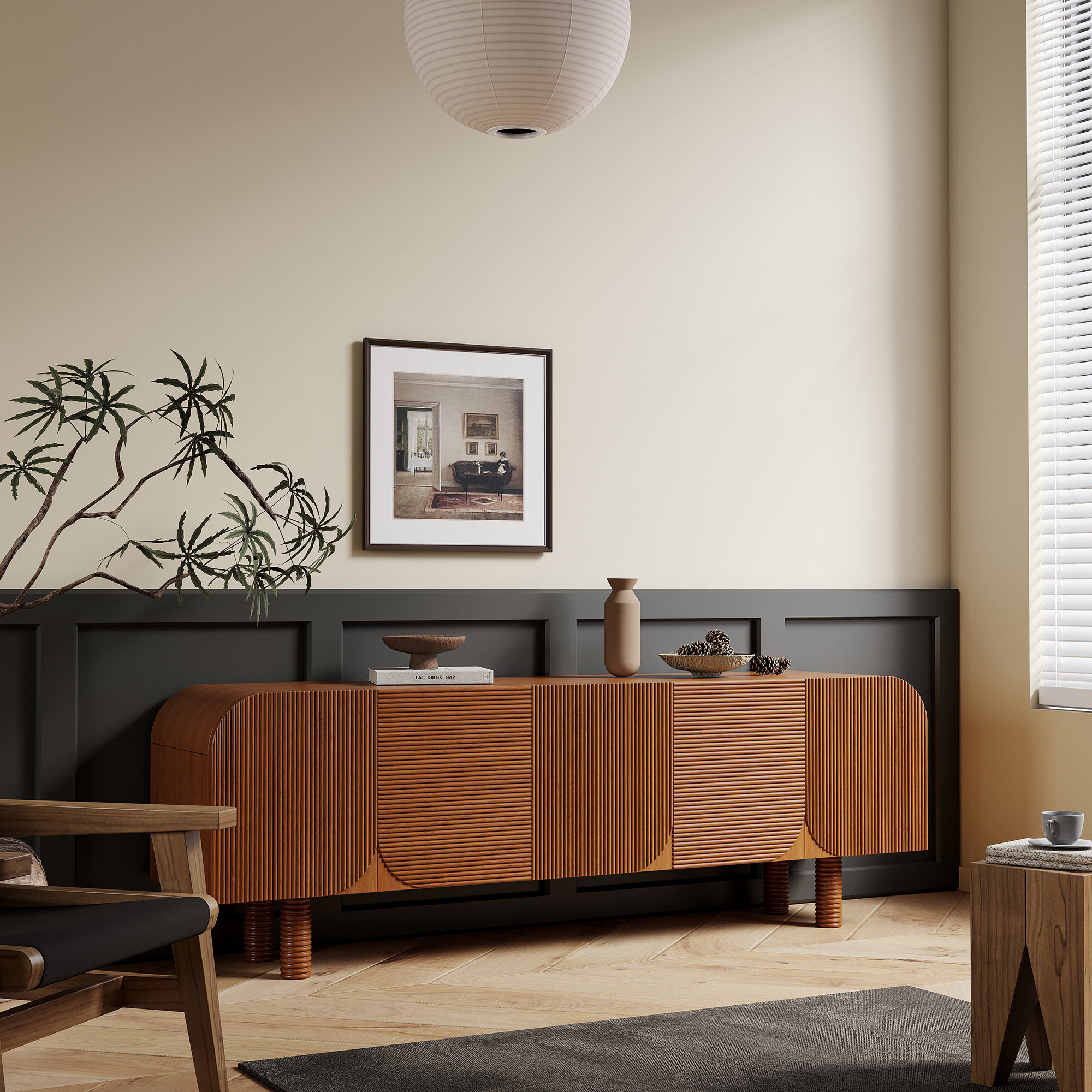 Latitude Run® 71" Media Console, Solid Wood Texture TV Stands, Not ...