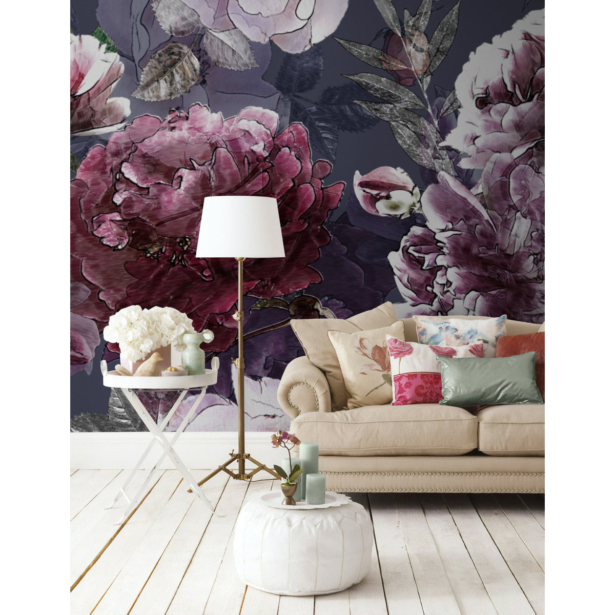 House of Hampton® Kahmiah Vintage Lilac Rose and Hydrangea Floral ...