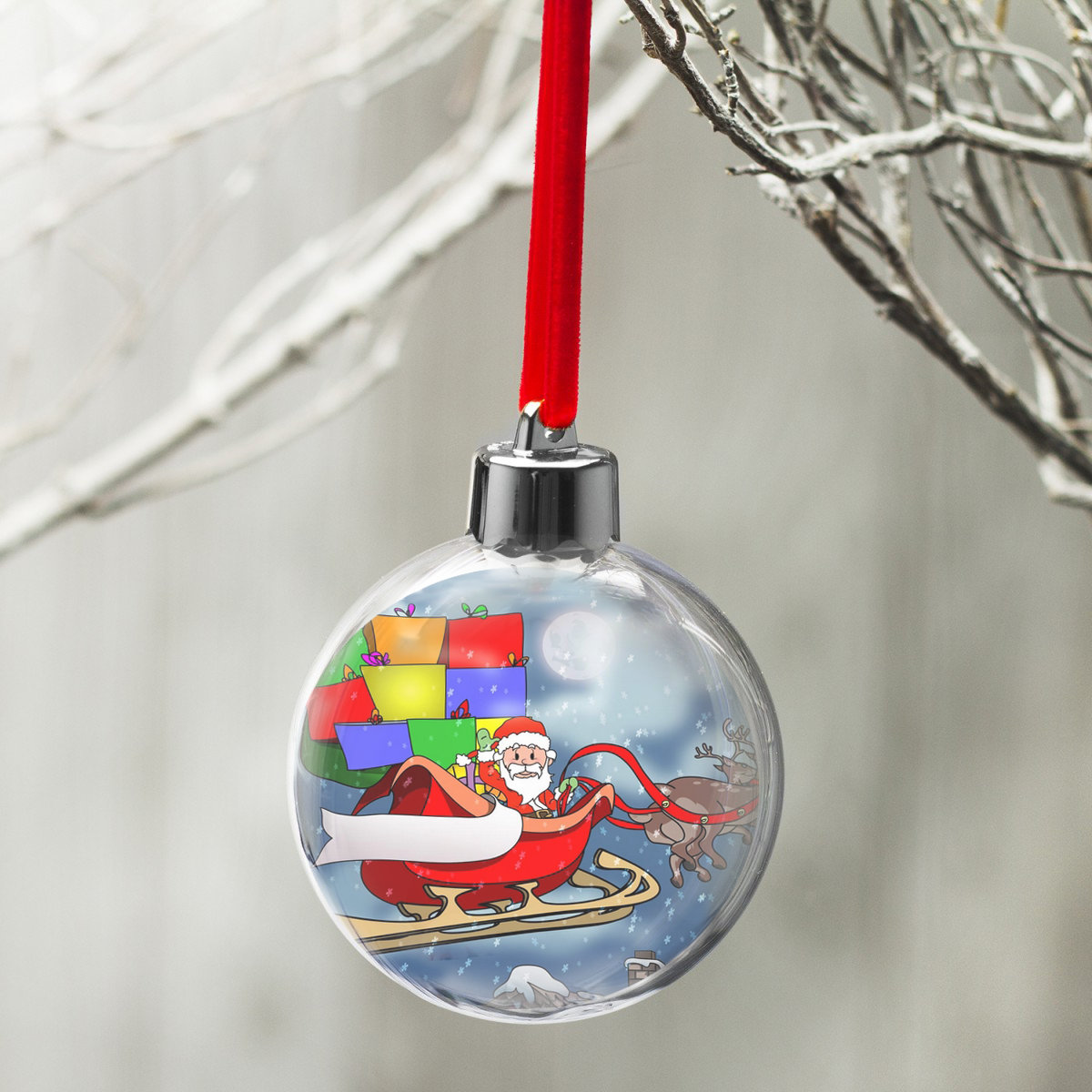 Printed Perfection Personalized Santa in Sleigh Christmas Bulb Ornament ...