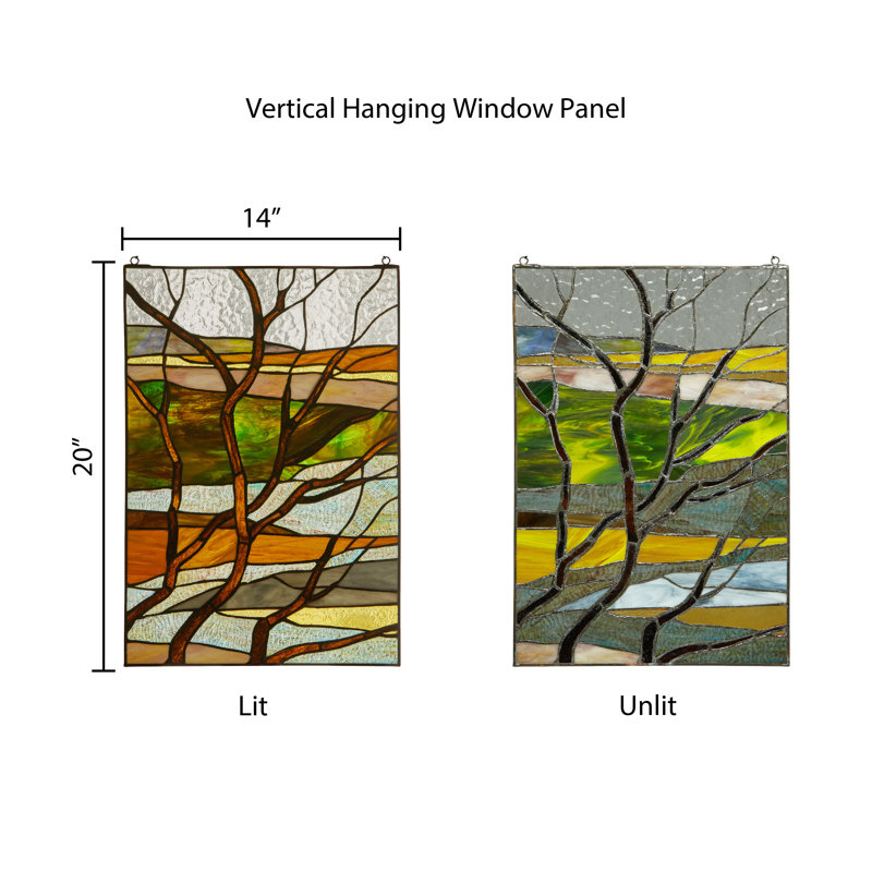 Lark Manor™ 20"H Anaviah Fall Treescape Stained Glass Window Panel ...