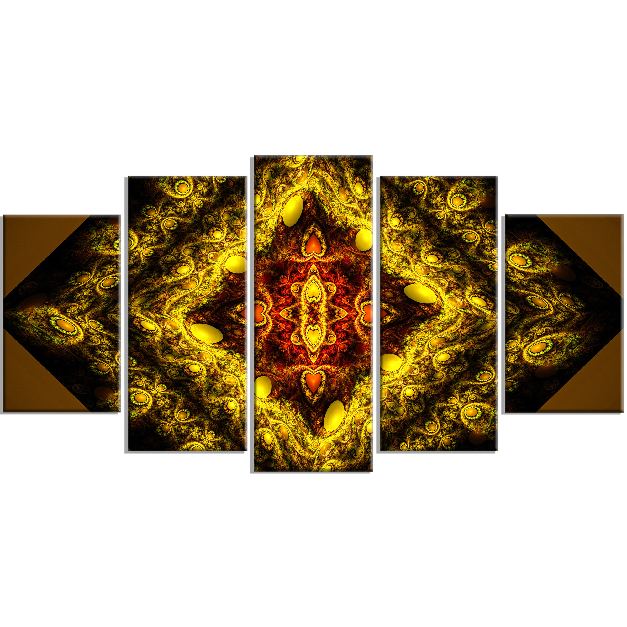Design Art 'Cabalistic Yellow Fractal Design' Graphic Art Print Multi ...