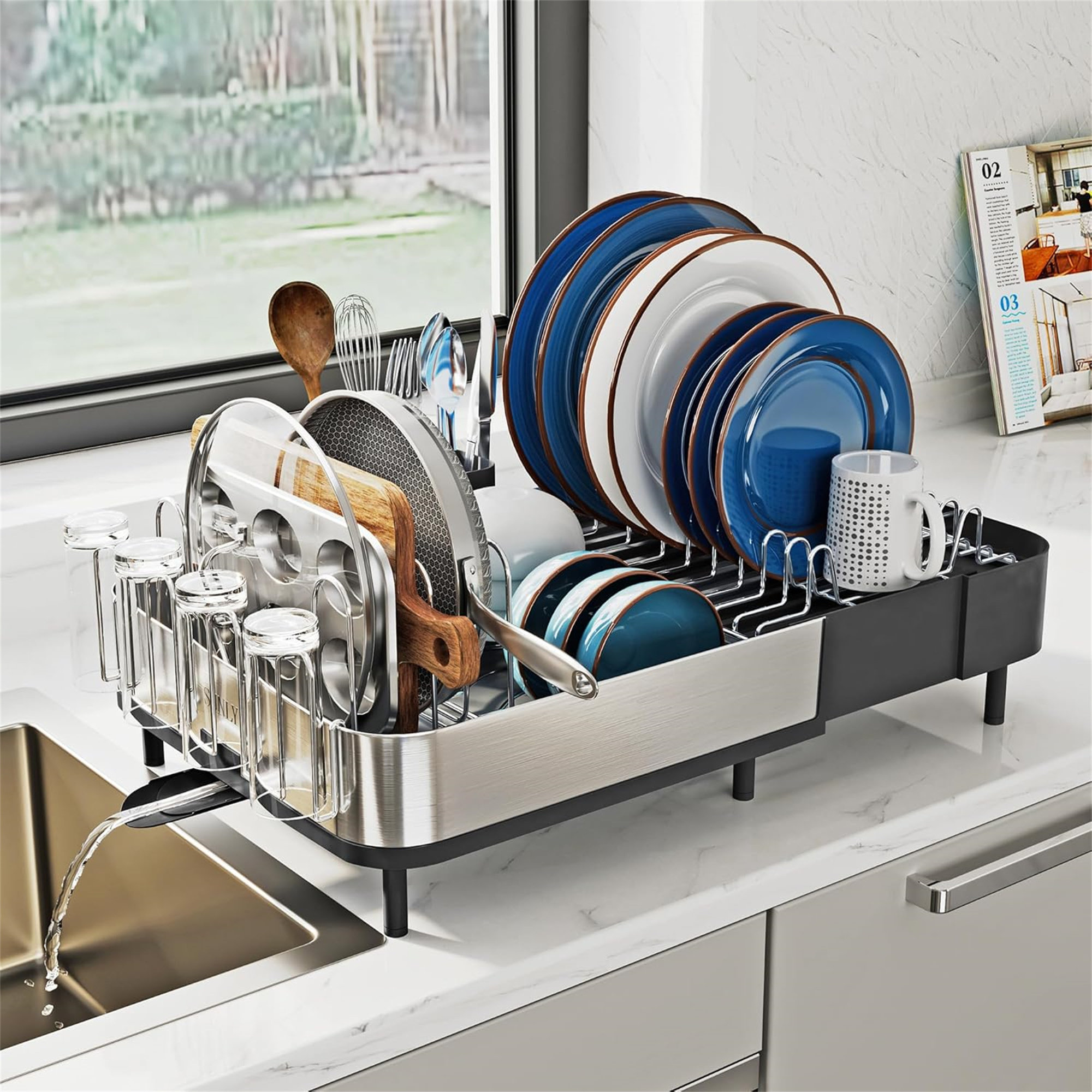 Cubiker Expandable Space-Saving Dish Drying Rack, Dish Rack, Dish ...