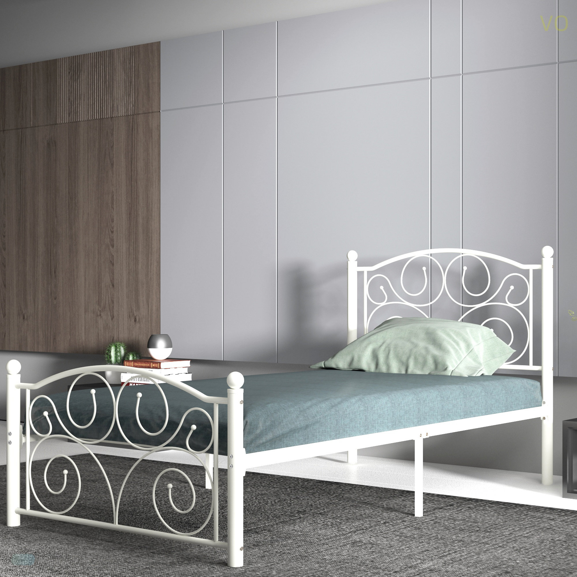 Winston Porter Size Unique Flower Sturdy System MetalBed Frame With Headboard And Footboard ...