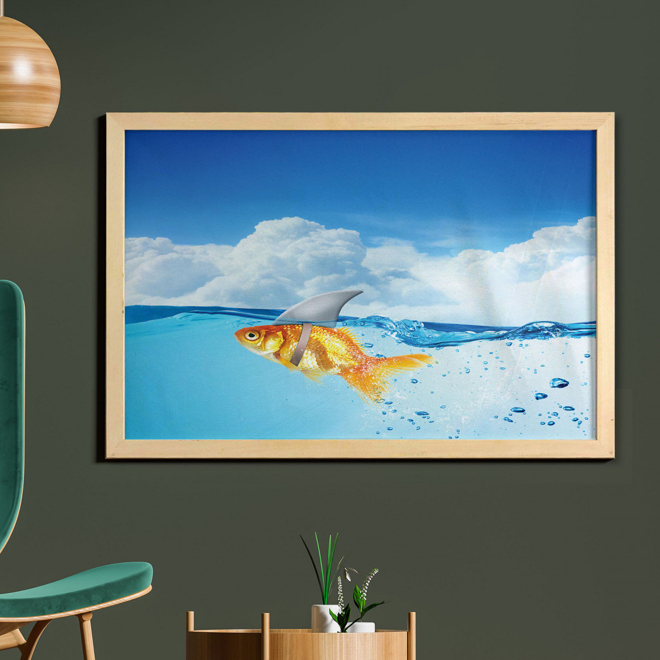 East Urban Home Shark Wall Art With Frame, Goldfish Mammal Fin On Top ...