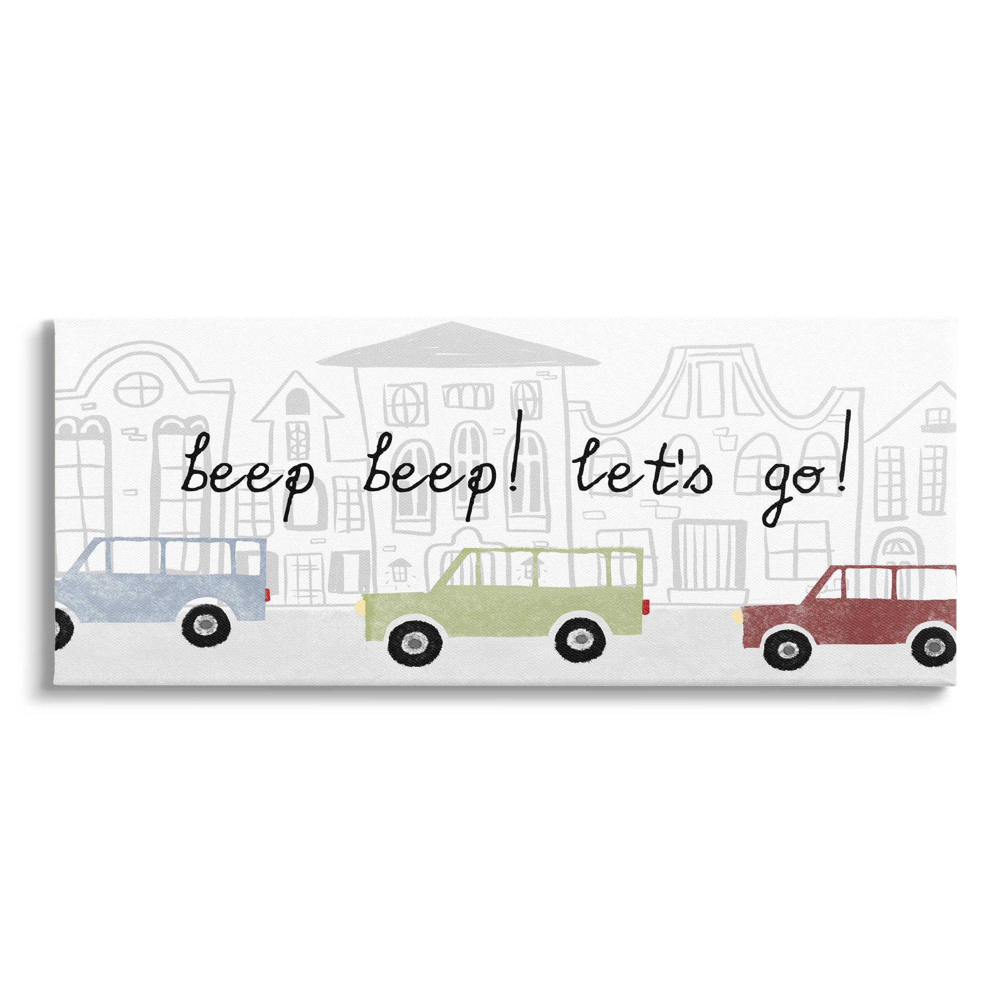 Stupell Industries Beep Let's Go Traffic Town Cityscape Cartoon Cars by ...