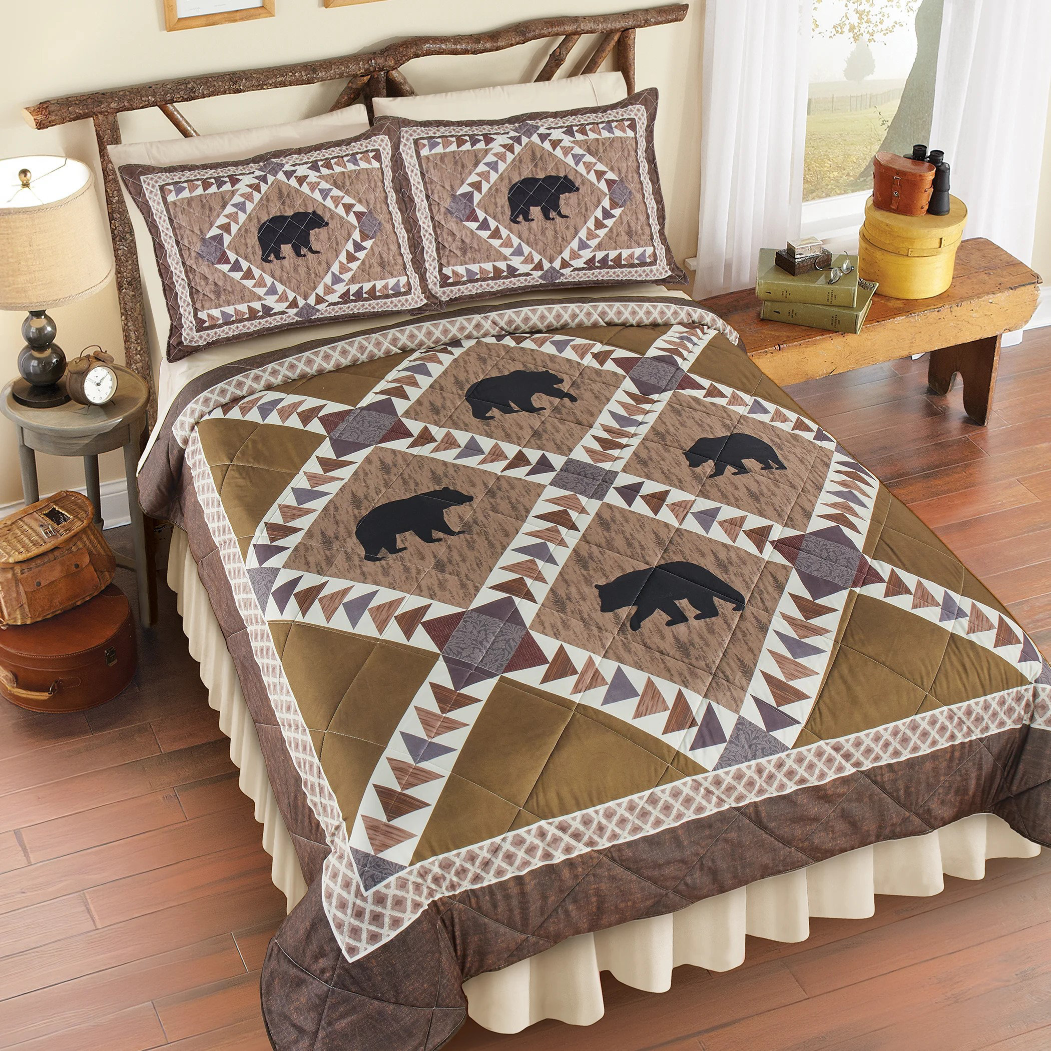 Winston Brands Northwoods Rustic Bear Patchwork Comforter Set | Wayfair