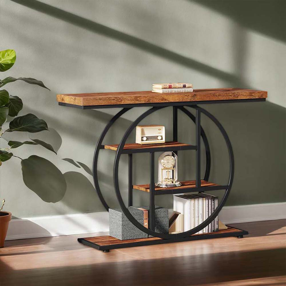 Williston Forge 4 Tier Side Console Table With Storage Shelves For ...