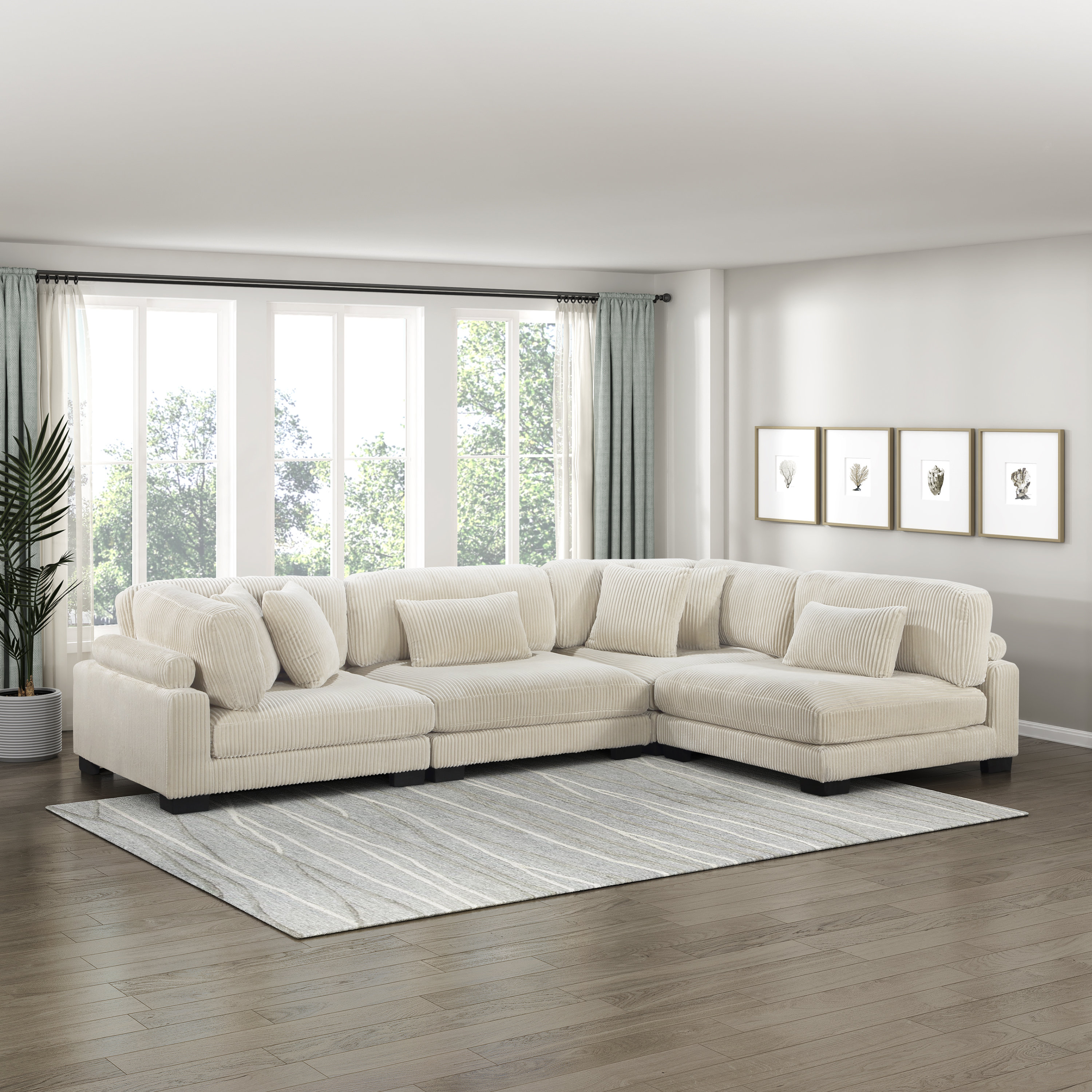 Latitude Run® Brinsley 135”W Modern Track Arm Modular Sectional Sofa ...