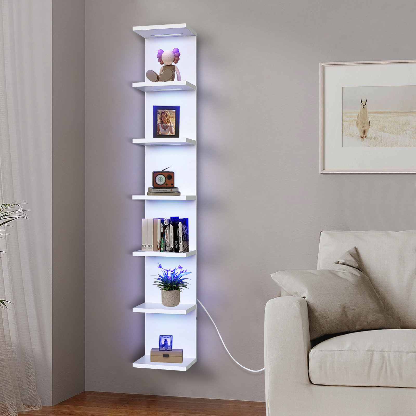 Ivy Bronx 59.4''H 7-tier Wall Shelves With Rgb Lights & Reviews | Wayfair