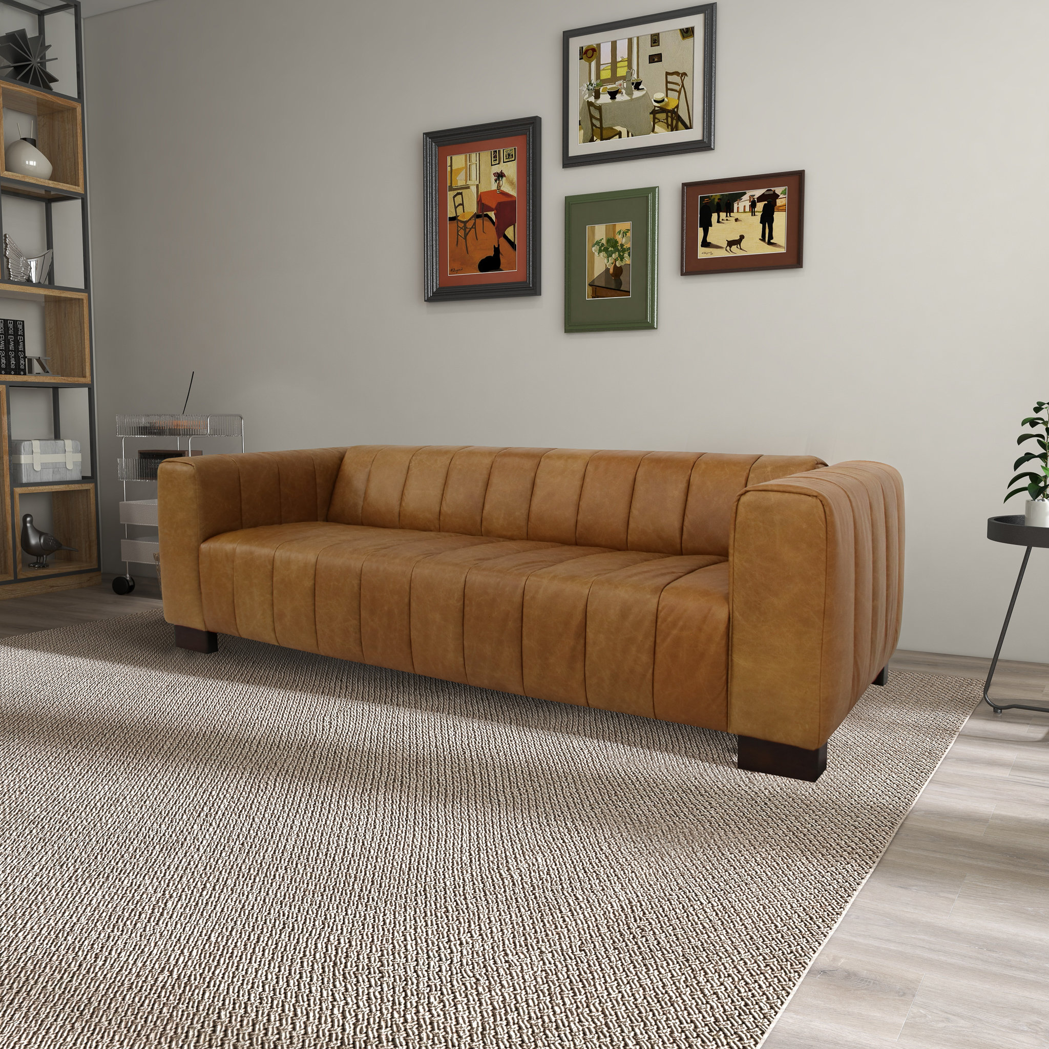Hokku Designs Becka 92.9" Wide Mid Century Modern Channel Tufted ...
