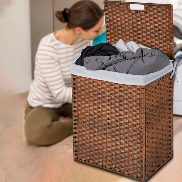 Bay Isle Home™ Laundry Hamper With Lid PE Rattan Powder Coating Frame ...