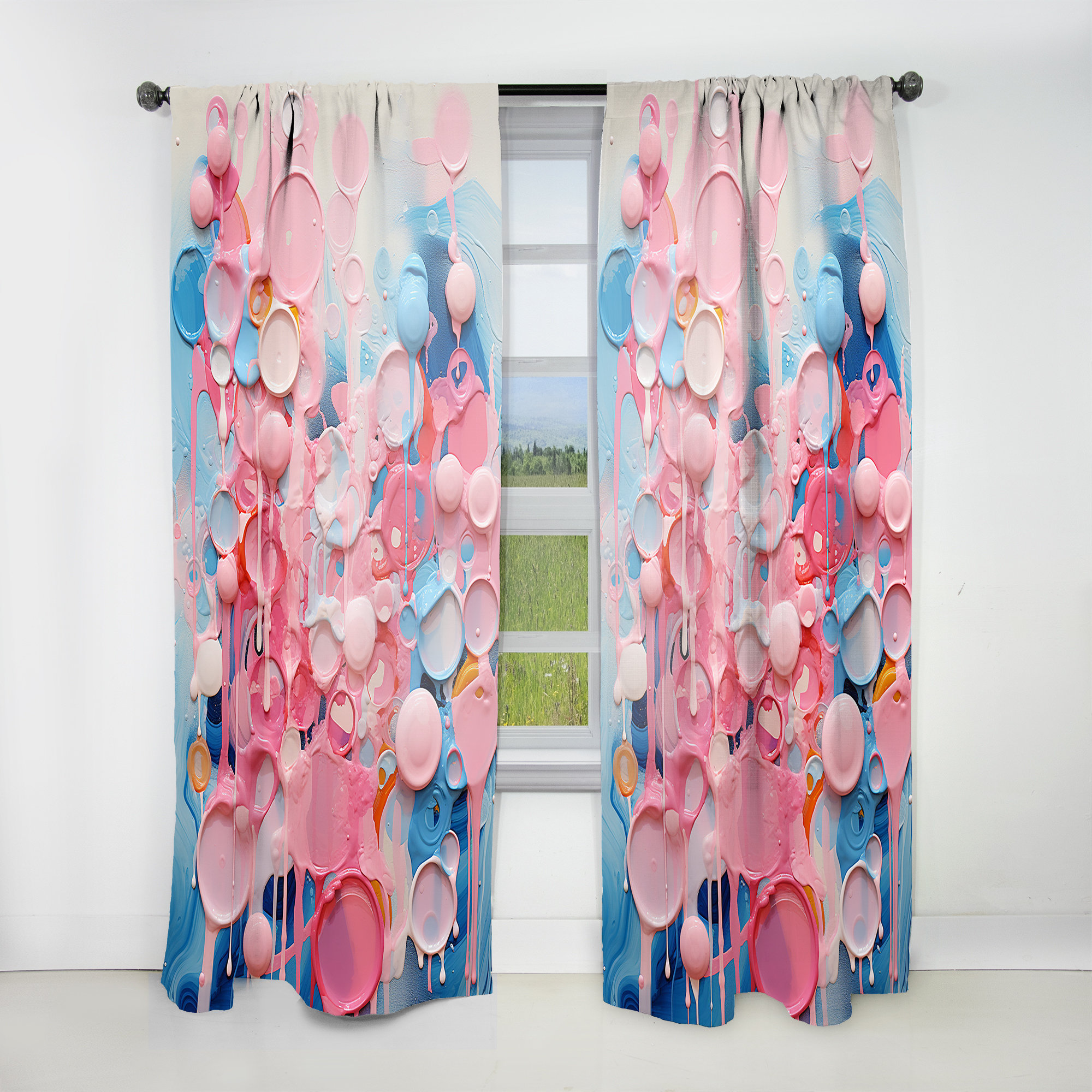 East Urban Home Hellie Pink Digital Melodic Fusion II - Collages Curtain - Velvet Room Darkening ...