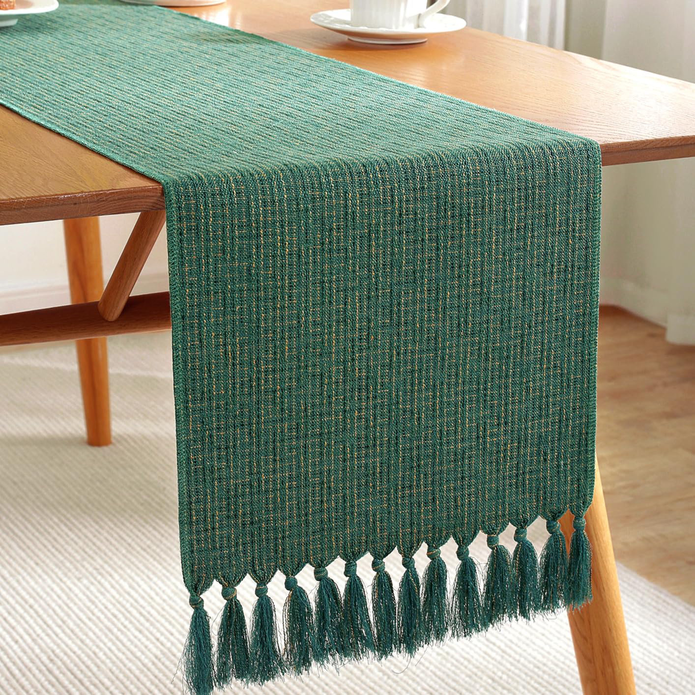 ELEMENTARY ENTERPRISE LLC Rustic Table Runner With Tassels, Boho ...