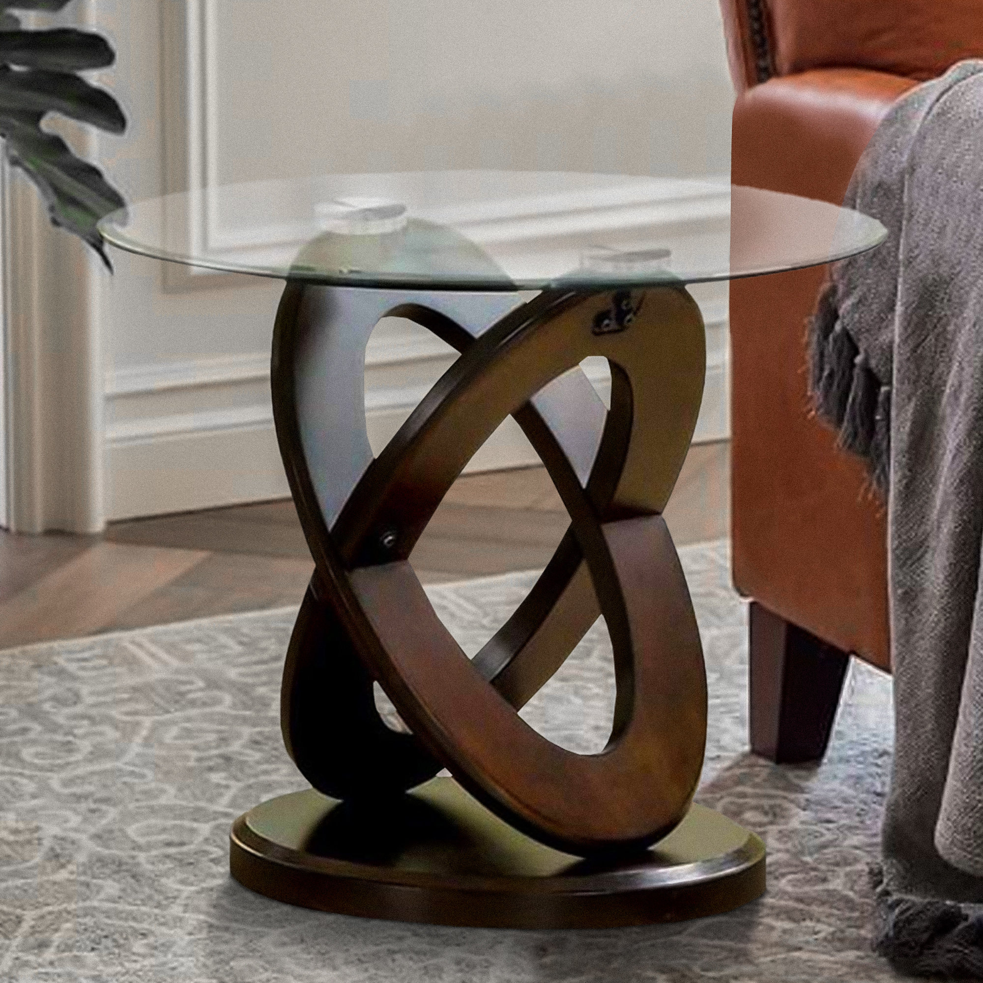 Orren Ellis Tyriah Glass Top Abstract End Table & Reviews | Wayfair