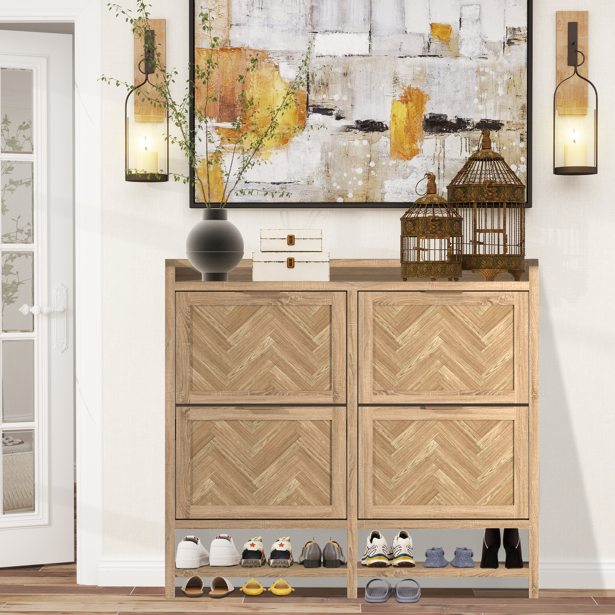 Red Barrel Studio® Collette 24 Pair Shoe Storage Cabinet, Stackable ...