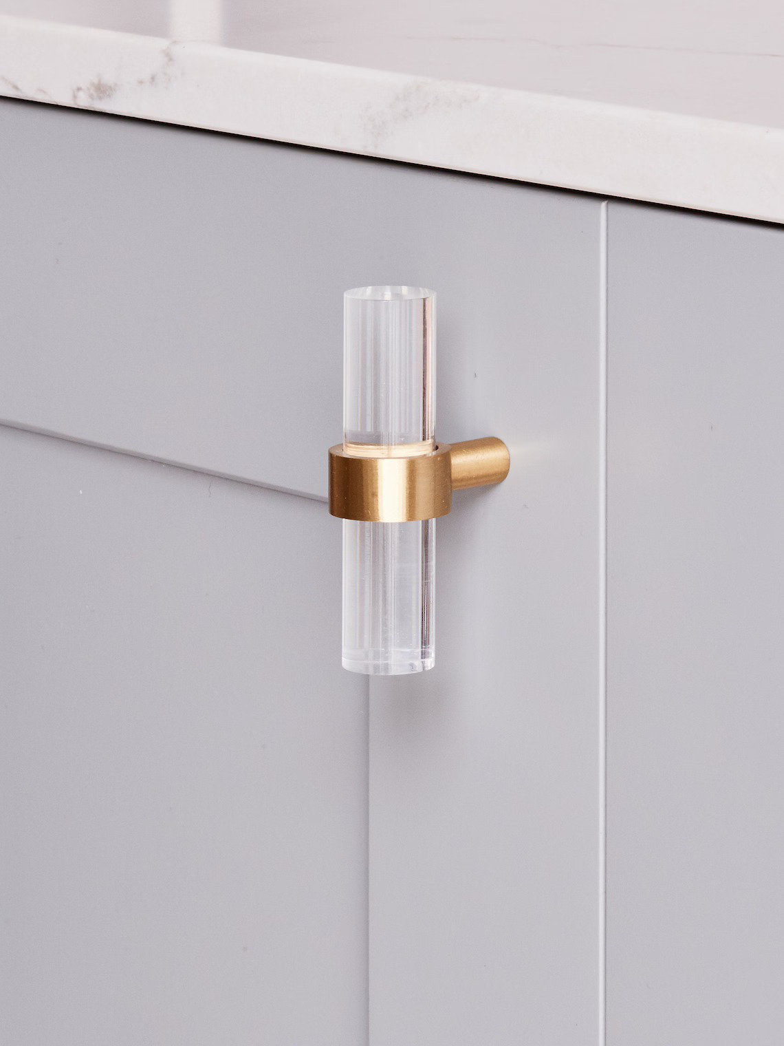 LuxHoldUps Lucite Straight Toggle Knob - Clear Lucite And Satin Brass ...