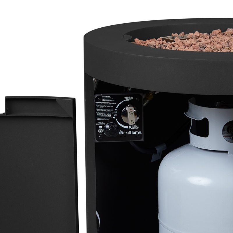 Real Flame Aegean 24" Round Steel Propane Fire Pit Table with Hidden ...