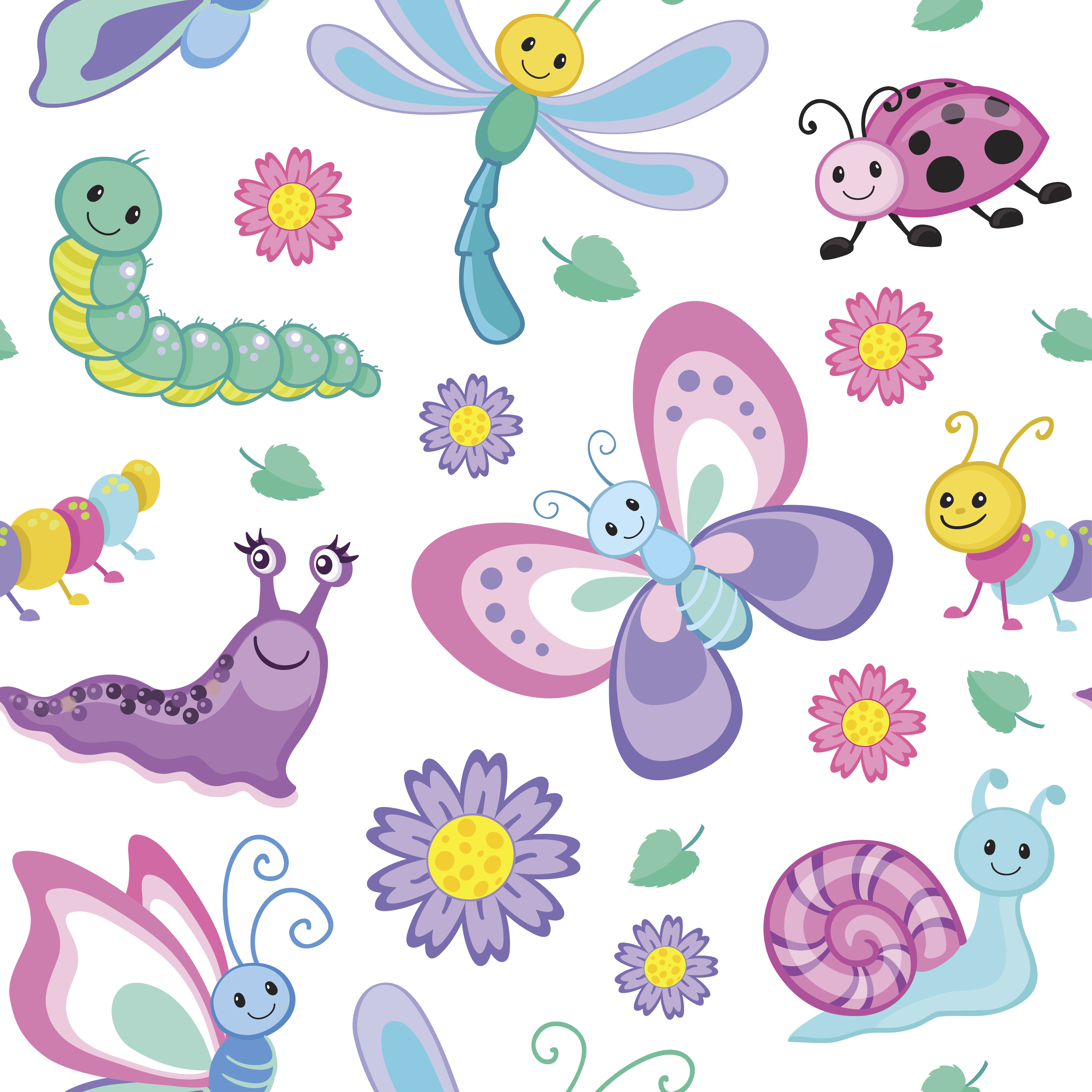 Harper Orchard Cartoon Happy Insects On Canvas by Alefclipart Print ...