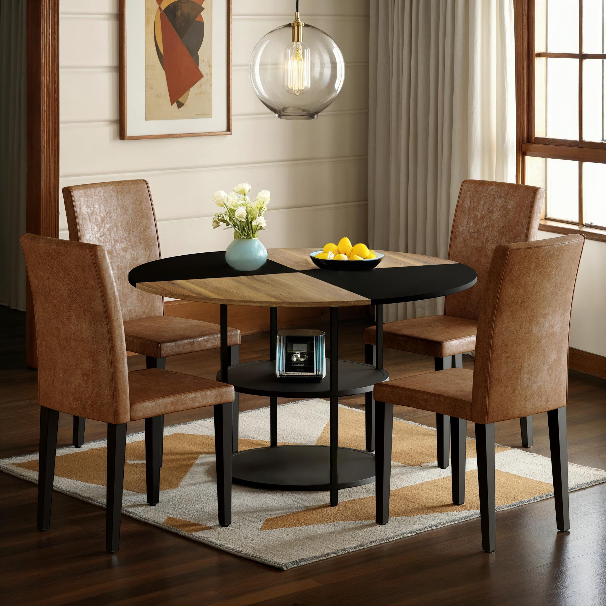 17 Stories 47.3" Circular Dining Table & 4 Chairs Set - Wayfair Canada