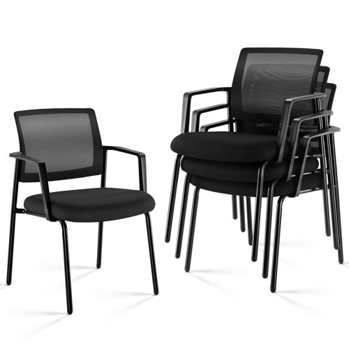 Smugdesk.com 4 Pack Mesh Back Stacking Arm Chairs, Guest Reception ...