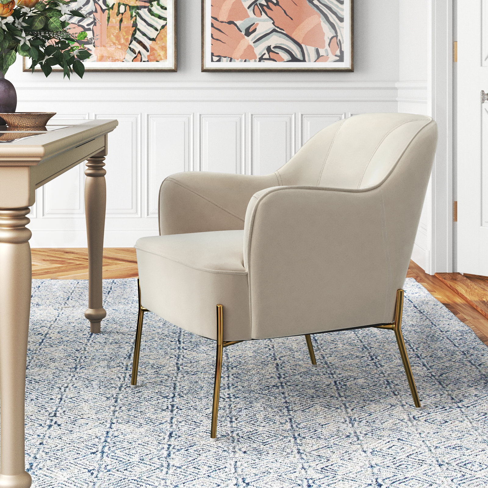 Etta Avenue™ Cleo 26" Wide Contemporary Chair with Recessed Arms ...