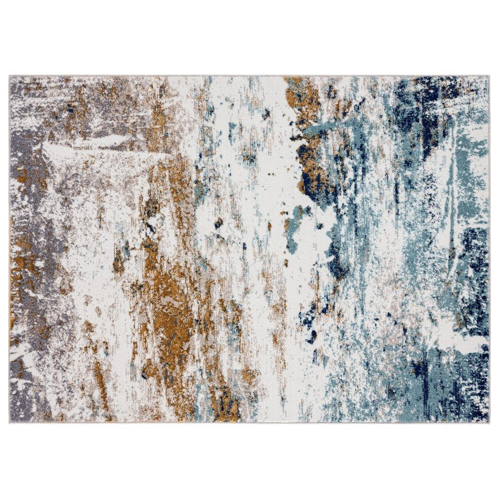 17 Stories Elrosa Abstract Blue/Gray/Brown Area Rug | Wayfair