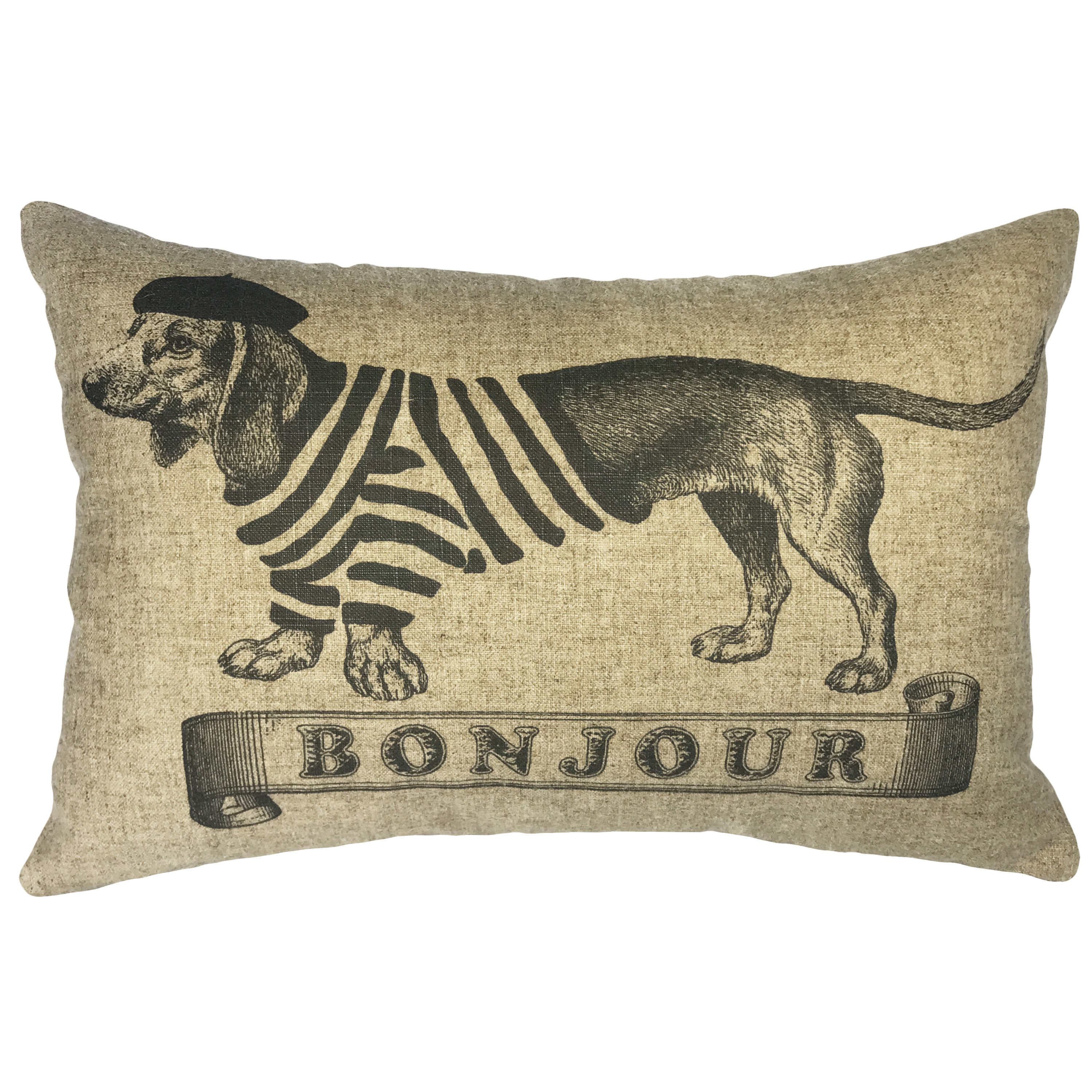 TheWatsonShop Bonjour Dog Linen Lumbar Pillow | Wayfair