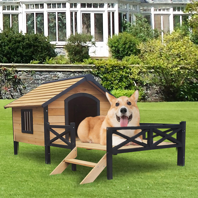 Tucker Murphy Pet™ Dayonna Outdoor Large Dog House with Porch, Wood ...