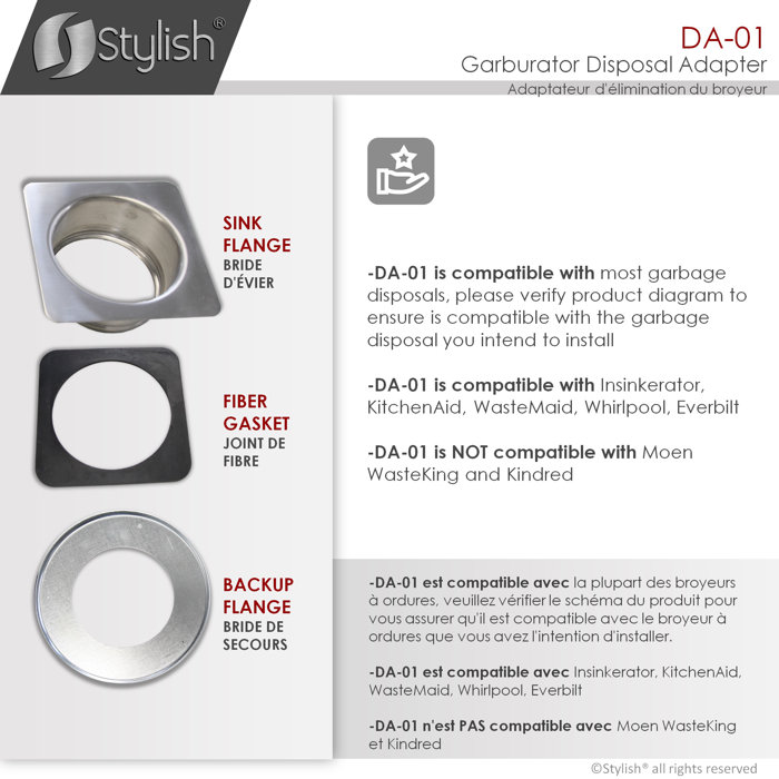 STYLISH Square Garbage Disposal Adapter | Wayfair
