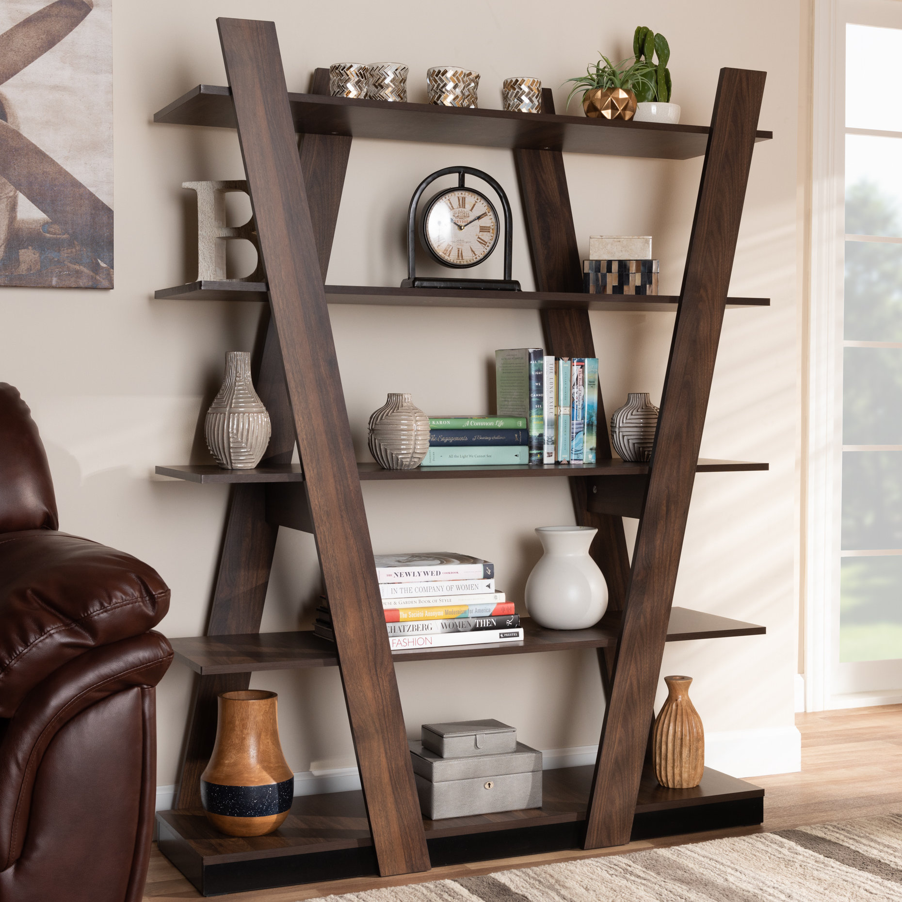 Corrigan Studio® Hollen Modern and Contemporary 5-Tier Wood Geometric ...