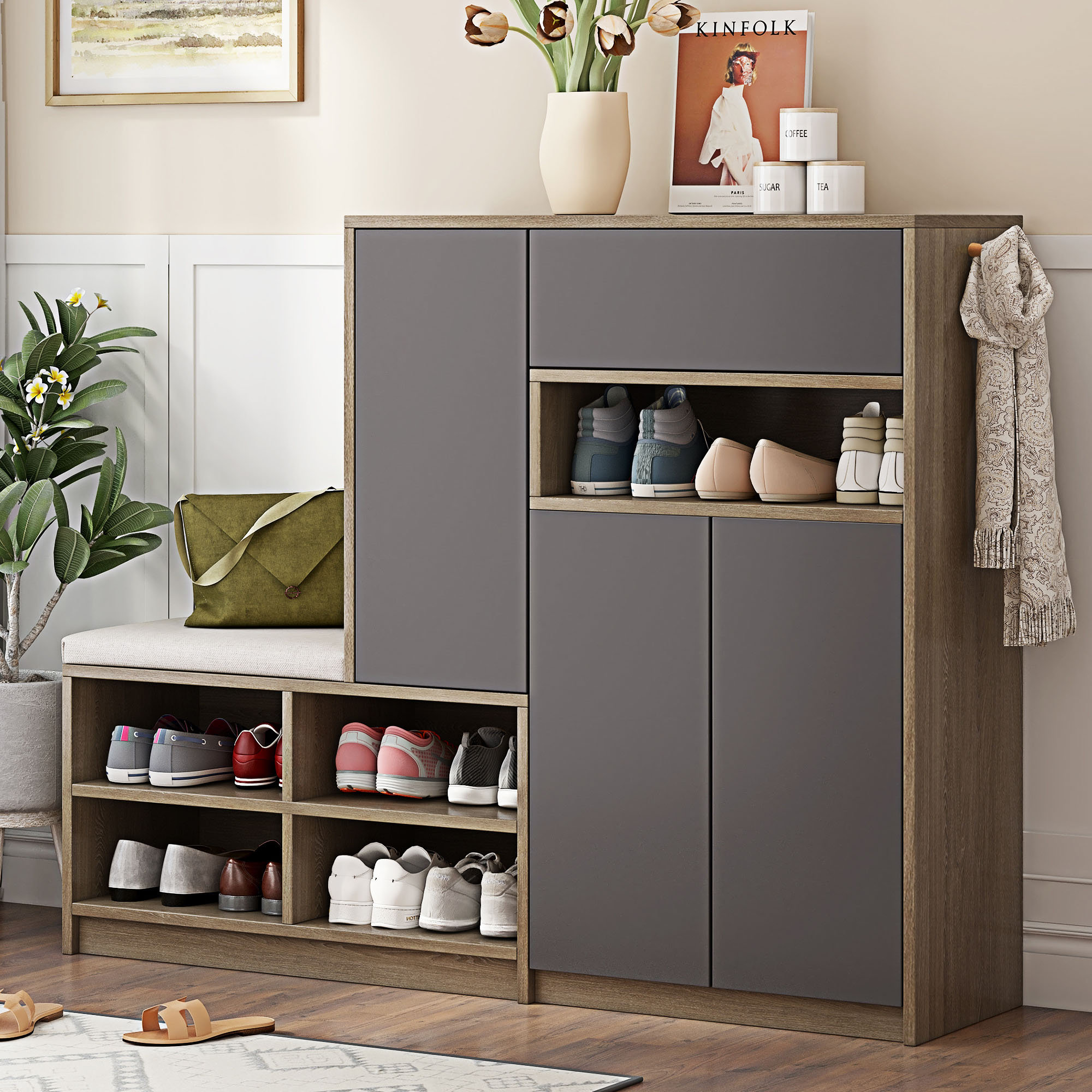 Latitude Run® 2-in-1 Shoe Storage Bench and Shoe Cabinets | Wayfair