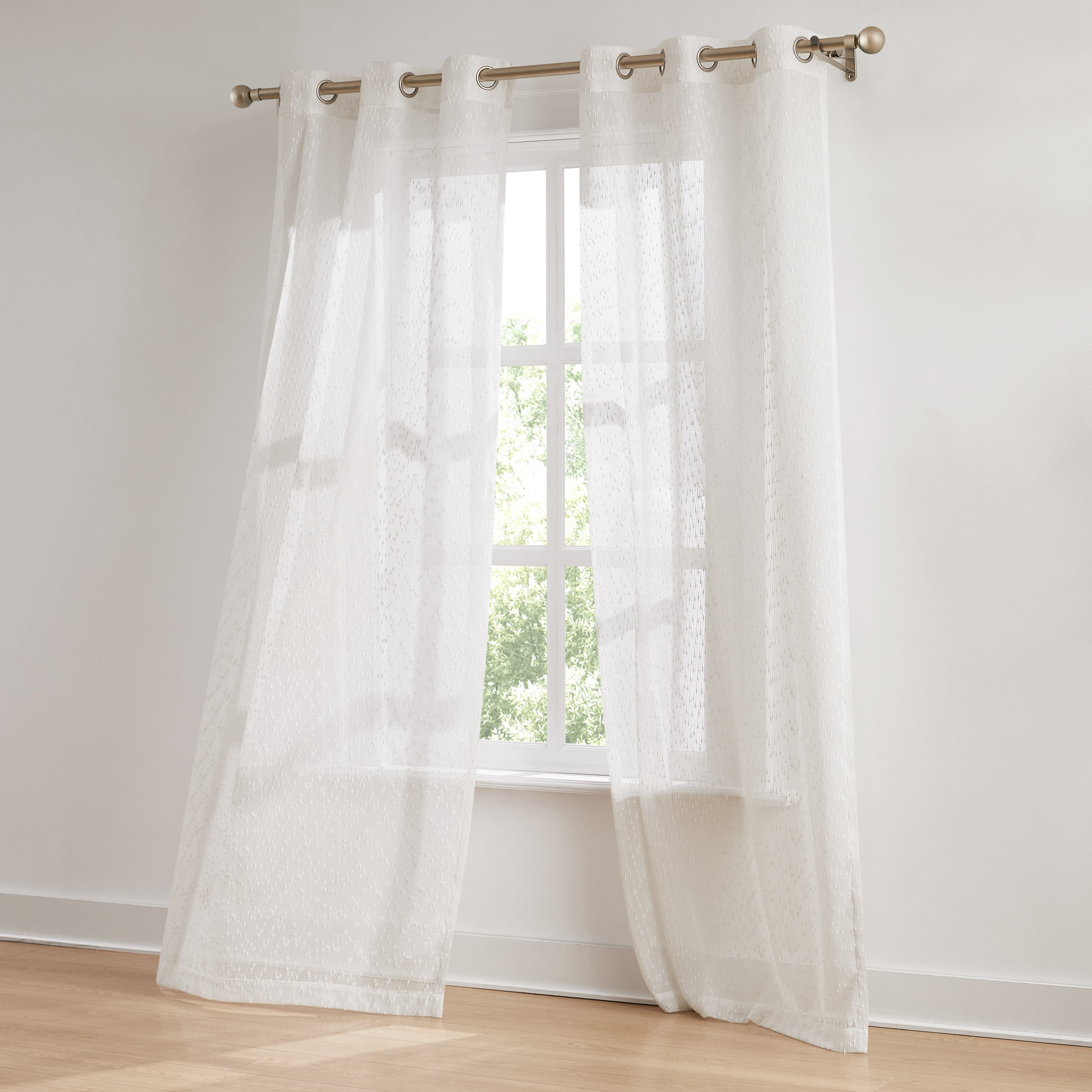 Rosecliff Heights Aileen Textured Raindrop Sheer Pair Window Curtain ...