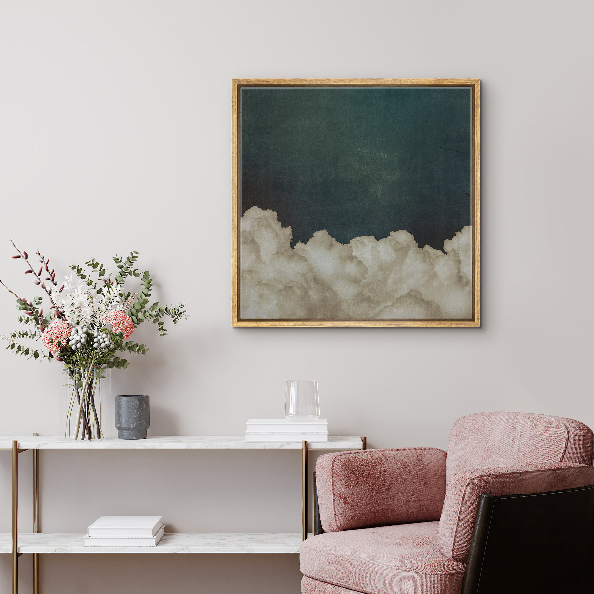 wall26 " Pastel Navy Blue Clouds In The Sky Watercolor Minimalist Relax ...