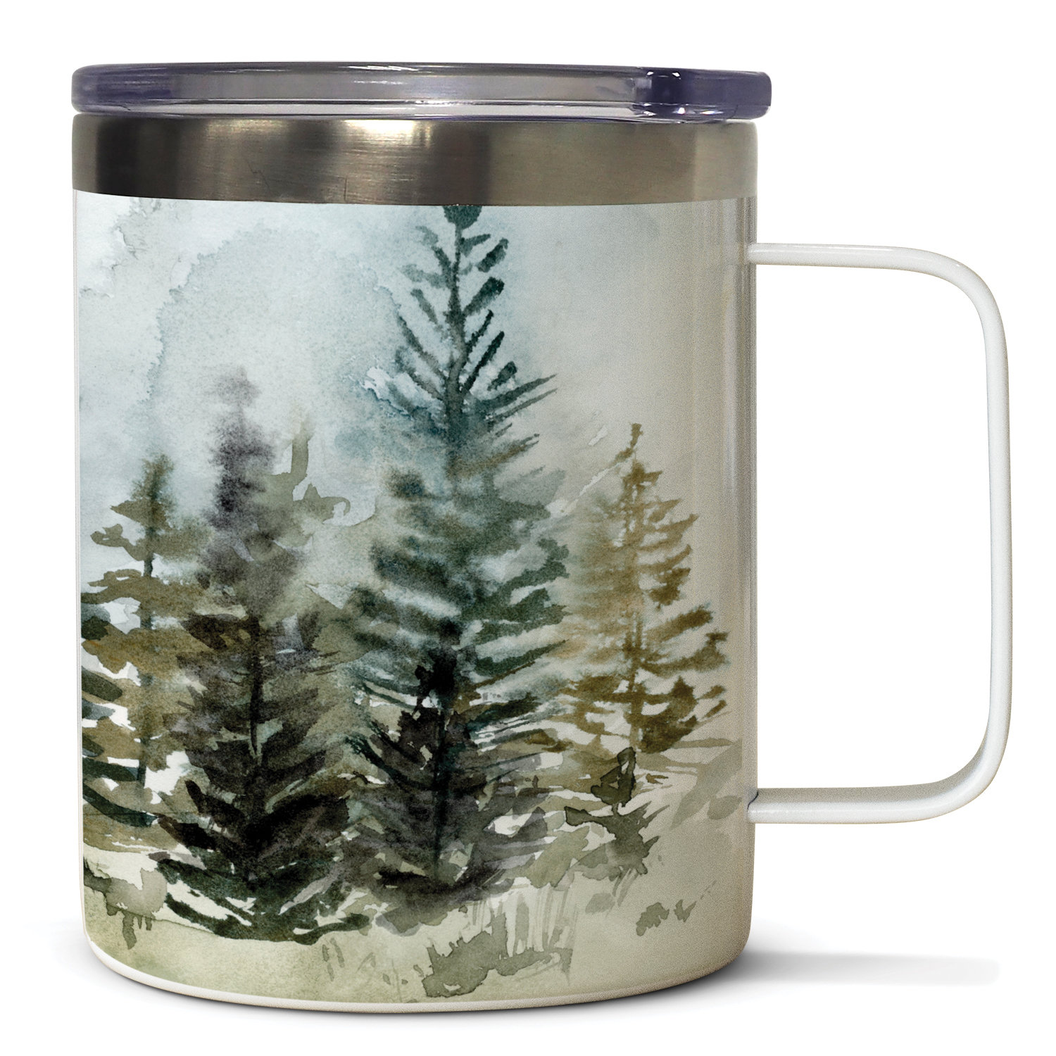 Millwood Pines Misty Tree Line Stainless Steel Mug w/Lid 12 oz. | Wayfair