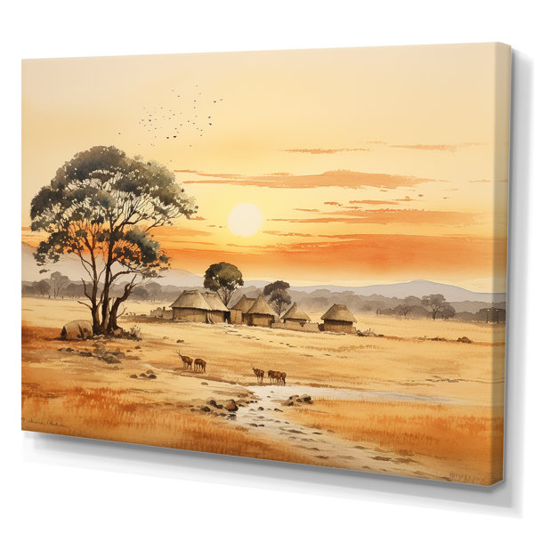 Millwood Pines Beige African Safari Landscape IV - Africa Wall Art ...