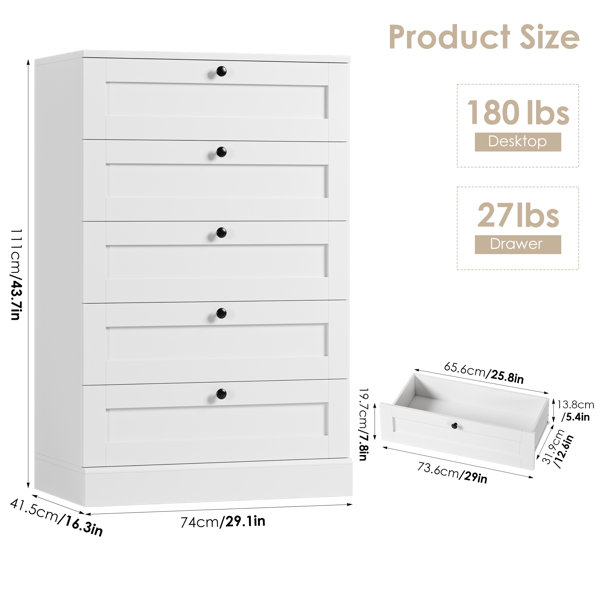 Wade Logan® Arfon 5 Drawer 29.1" W Chest & Reviews | Wayfair
