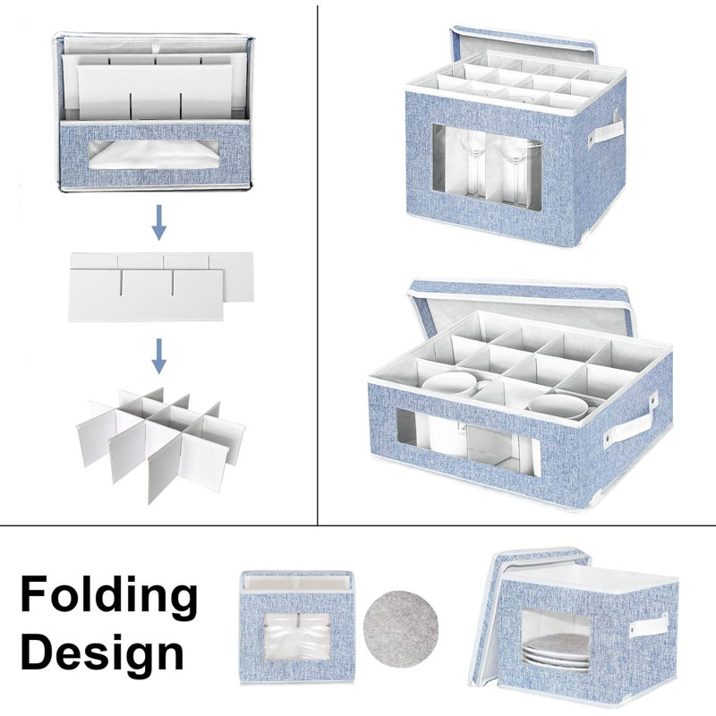 Passetas Fabric Dinnerware Storage Set with Felt Dividers Included ...