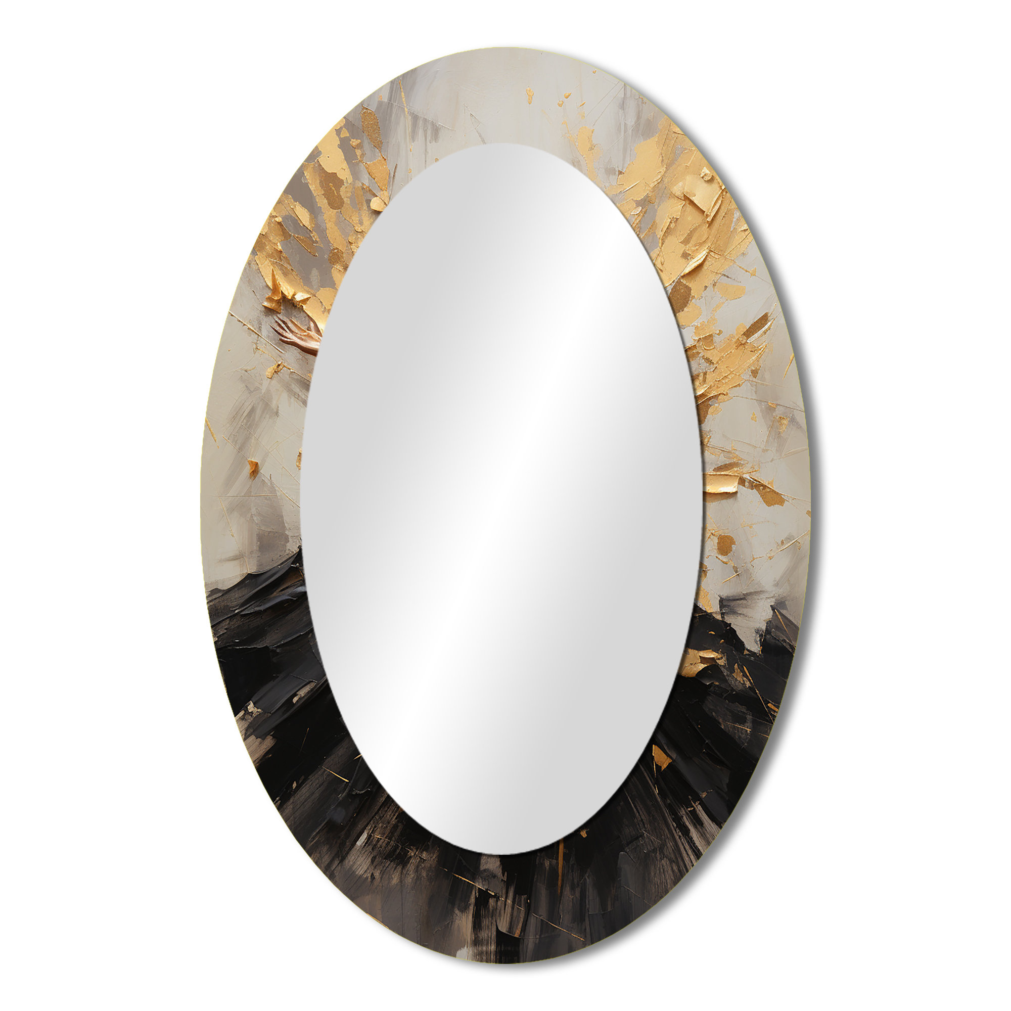 Mercer41 Gold And Black Dance Splash I - Glam Oval Wall Mirror | Wayfair