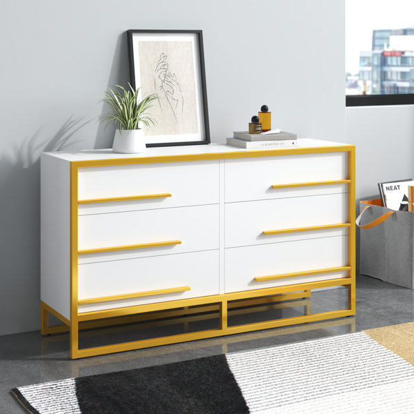 Willa Arlo Interiors Haywards 55" W Dresser 6 Drawer Chest with Golden ...