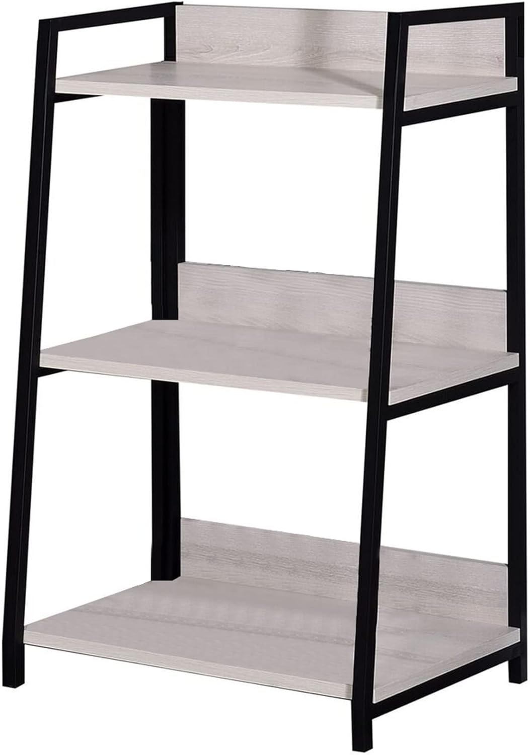 17 Stories 37" Natural And Black Metal Three Tier Ladder Bookcase | Wayfair