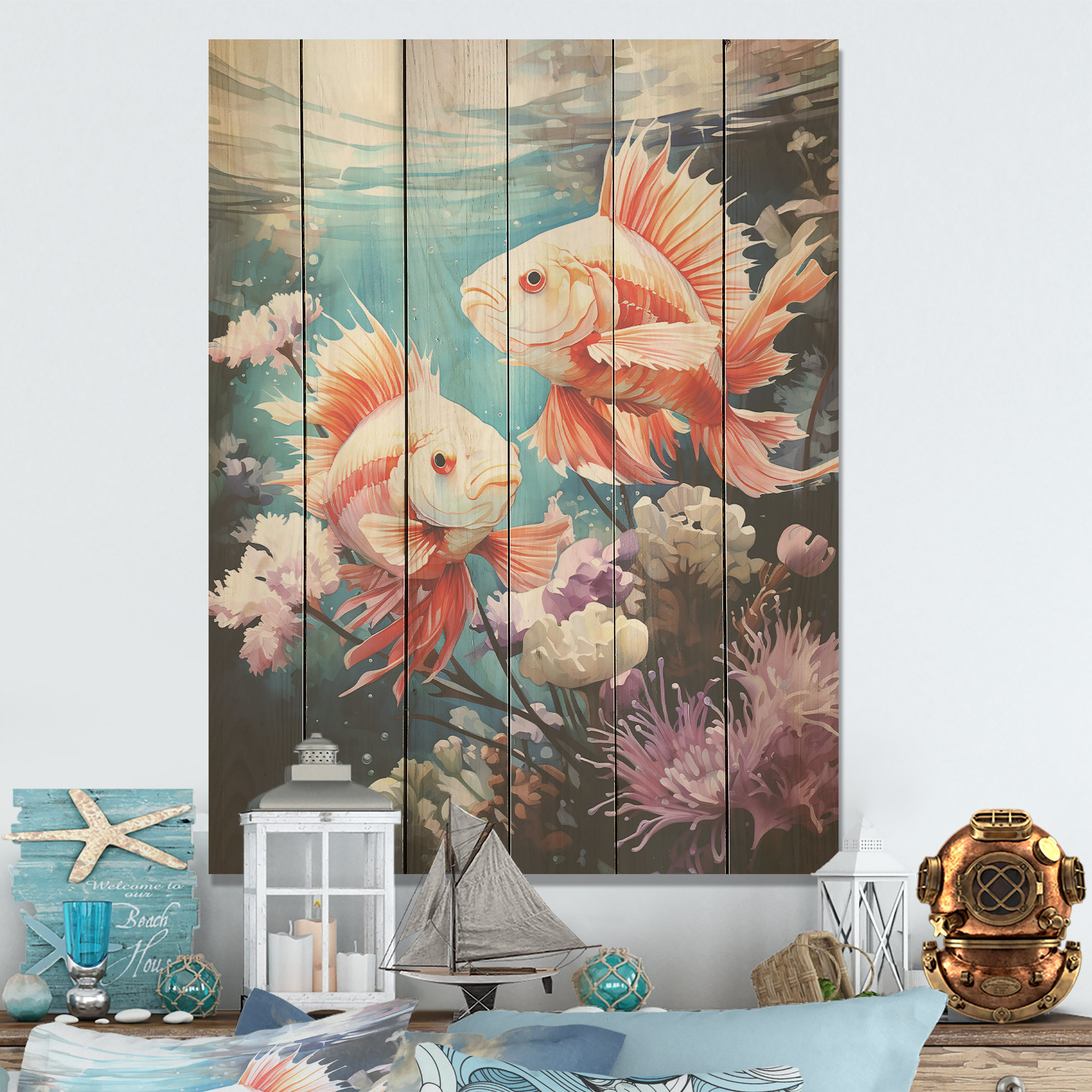 Beachcrest Home™ Perch Fishes In Coral World - Coastal Coral Under ...