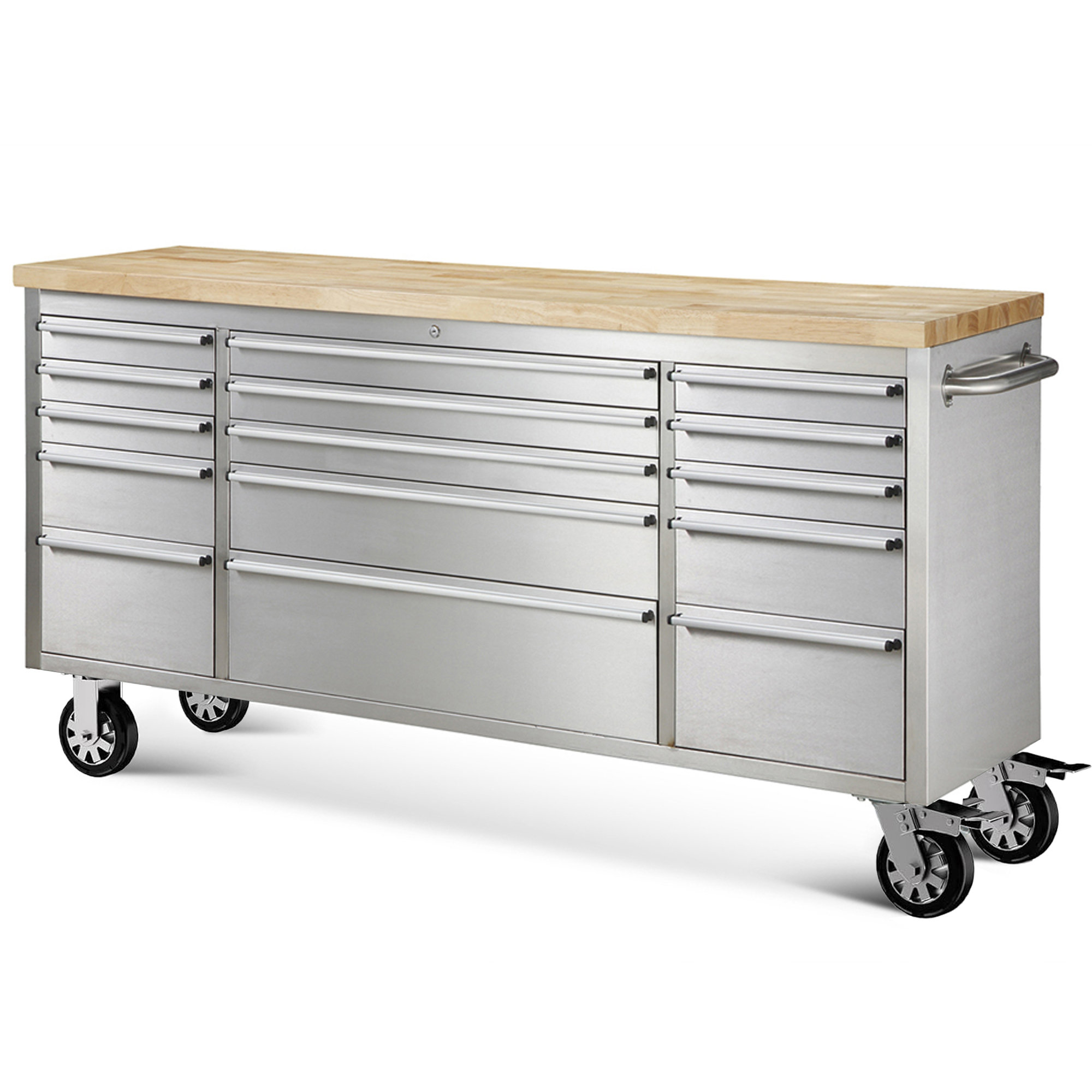 17 Stories 72-Inch Stainless Steel Rolling Tool Box with 15 Drawers ...