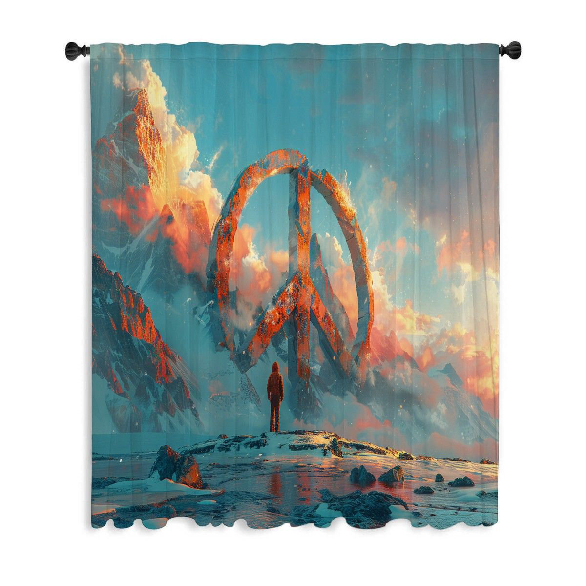 East Urban Home Peace Symbol Window Curtains, Symbolic Blockout & Sheer ...