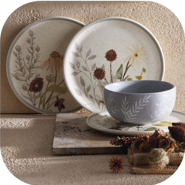 One Allium Way® 12–Piece Delicate Floral Design Ceramic Dinnerware Sets ...