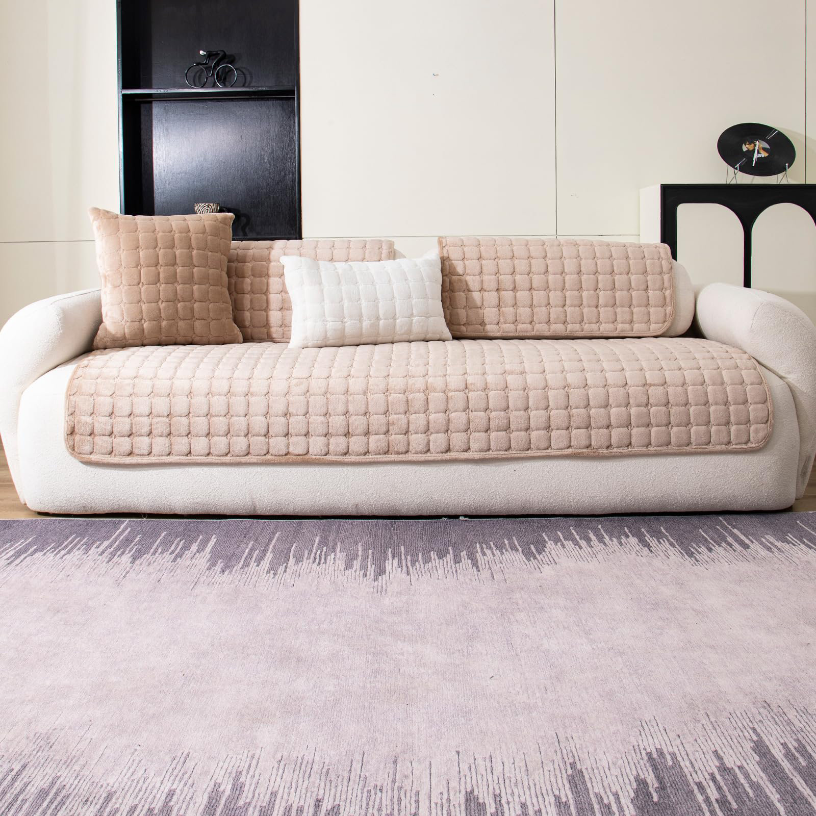 Everly Quinn Velvet Couch Cover, Washable Sectional Sofa Cover, Anti ...