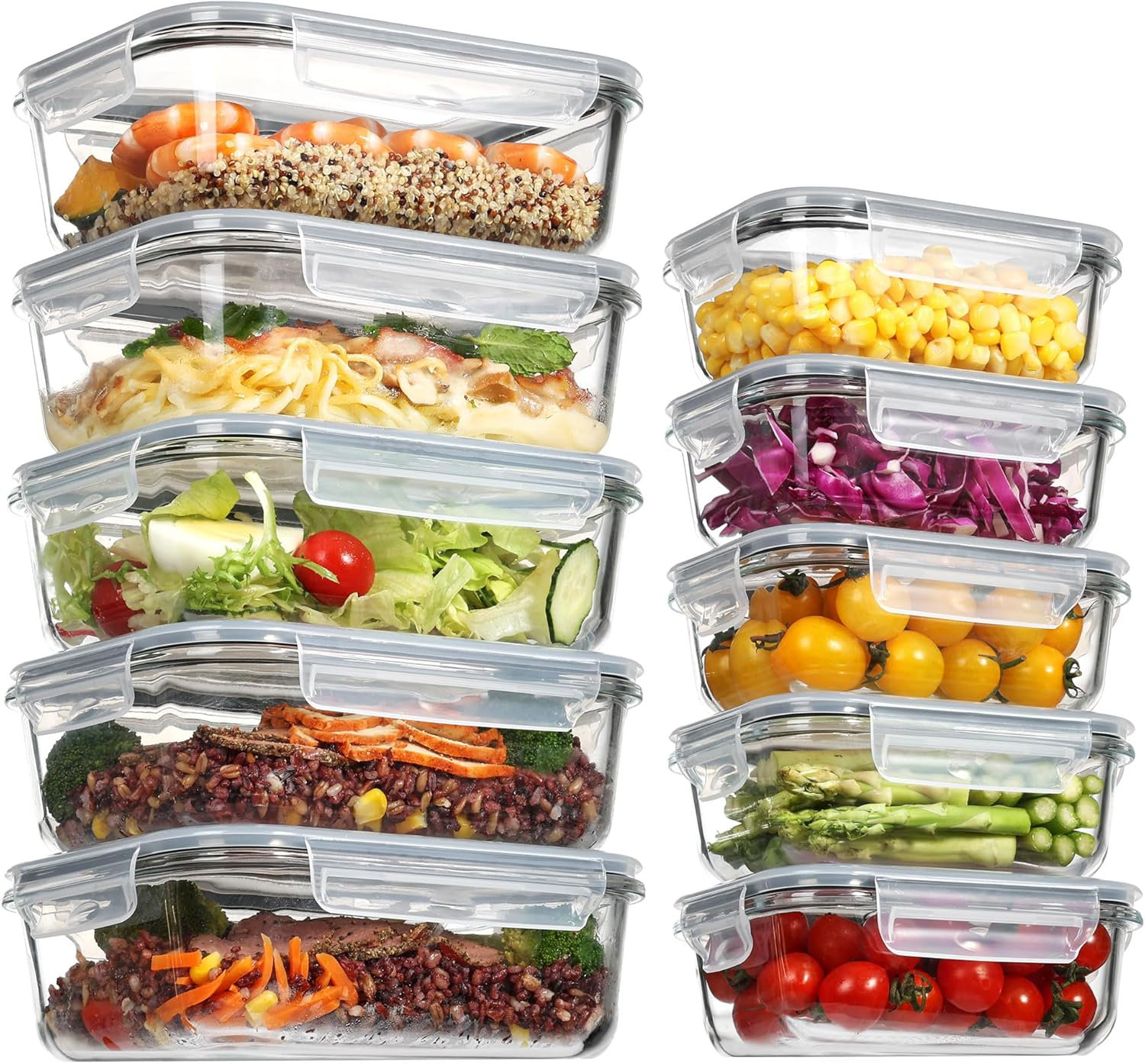 Prep & Savour 10 Pack Glass Food Storage Containers With Lids | Wayfair