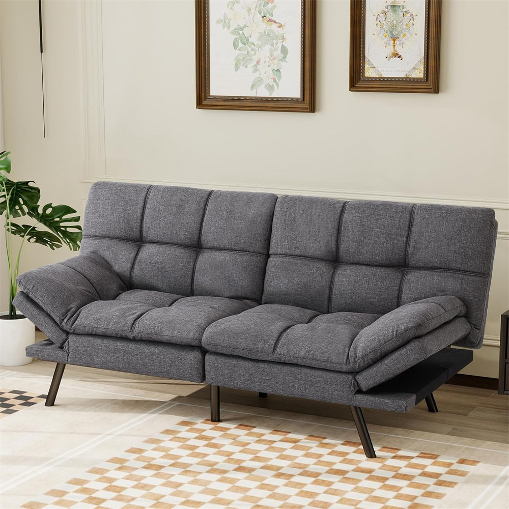 George Oliver Futon Sofa Bed Convertible Couch,Memory Foam Futon Sofa ...