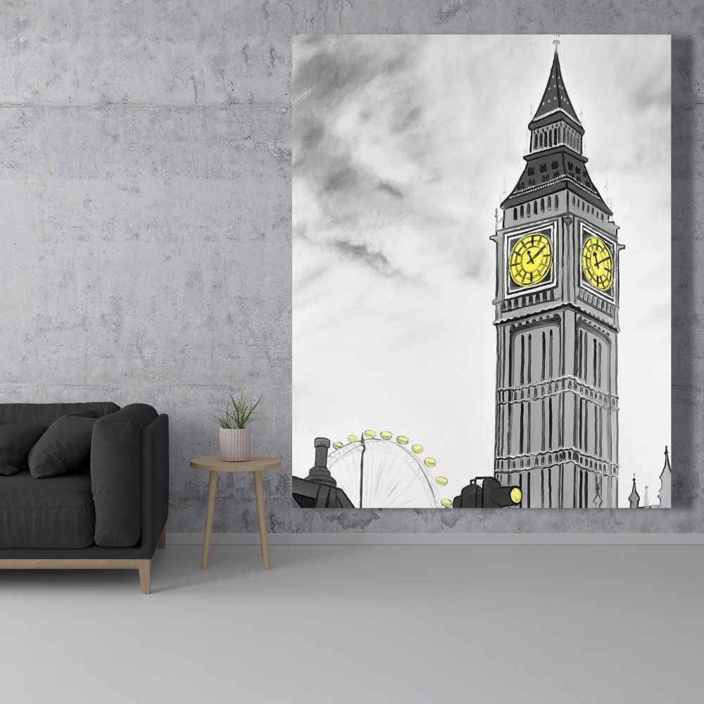Begin Edition International Inc. Outline of Big Ben in London - Yellow ...