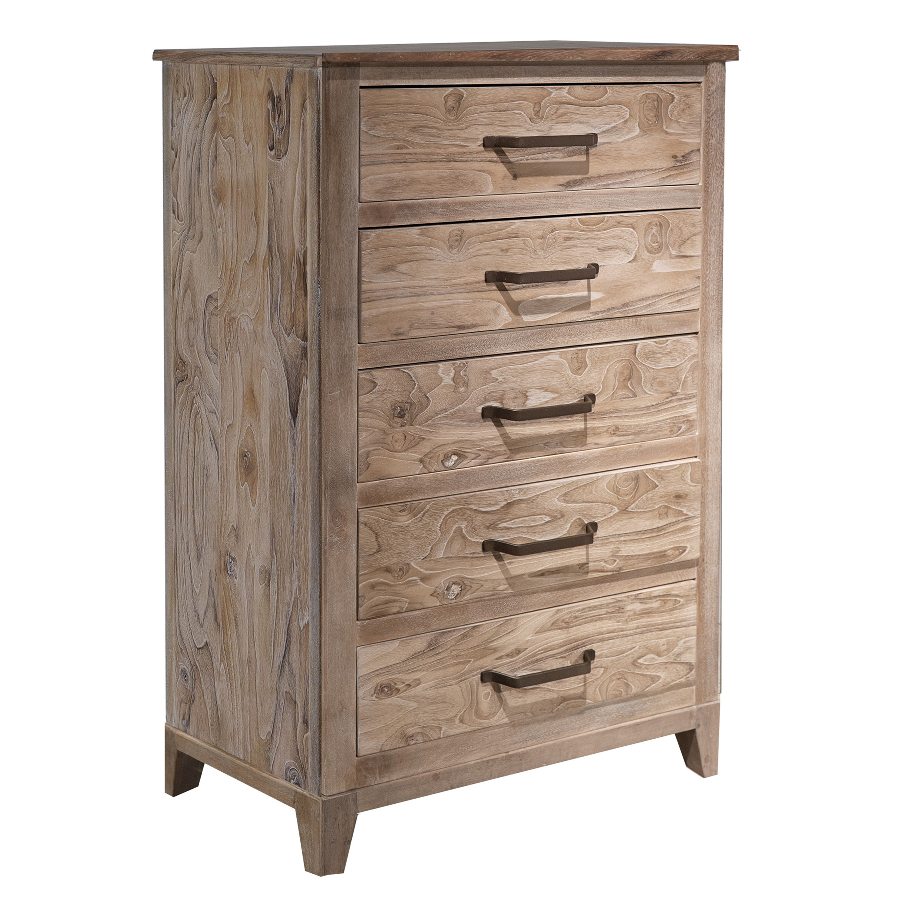 Benjara Rima Tall Dresser Chest, 5 Drawers, English Dovetail, Brown ...